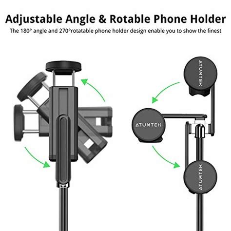 Atumtek Bluetooth Selfie Stick Tripod Mini Extendable 3 In 1 Aluminum
