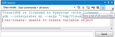 visualgdb source file list