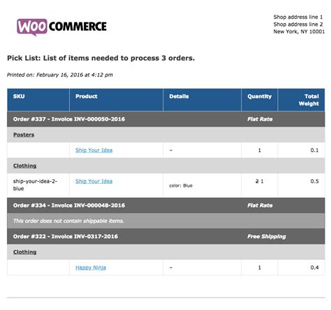 print invoices and packing lists plugin for wordpress and
