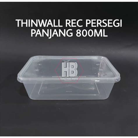 Jual Thinwall Rec 800 Ml Tutup Kotak Makan Plastik Persegi Panjang