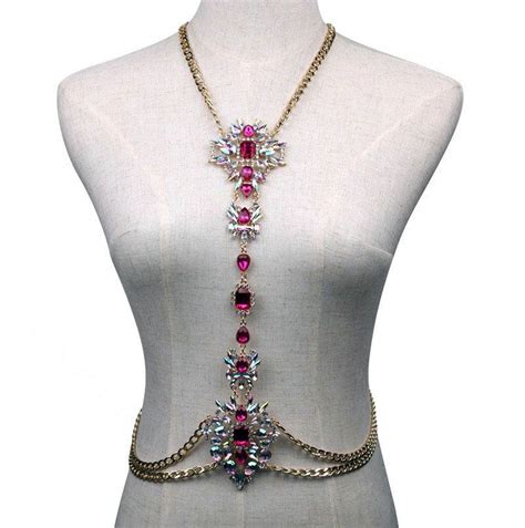 49 82 Bling Rhinestone Crystal Body Chain Bikini Beach Party Swimsuit