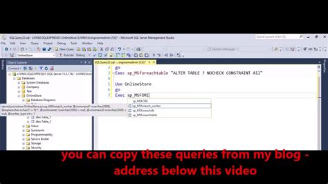 mssql query to drop all tables in database youtube