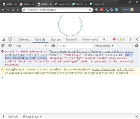has been blocked by cors policy 8012 asp zero support