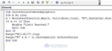 copy and paste values to next empty row with excel vba 3 examples