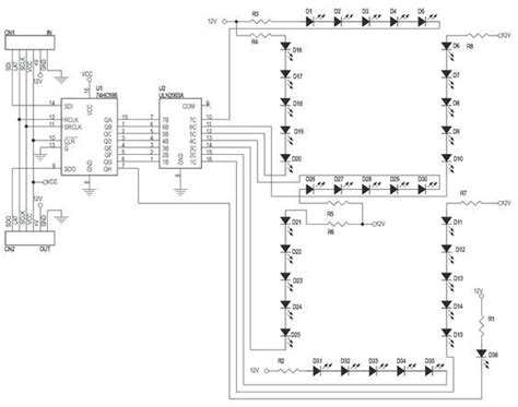 7 segment led based spi display using 74hc595 schematic in