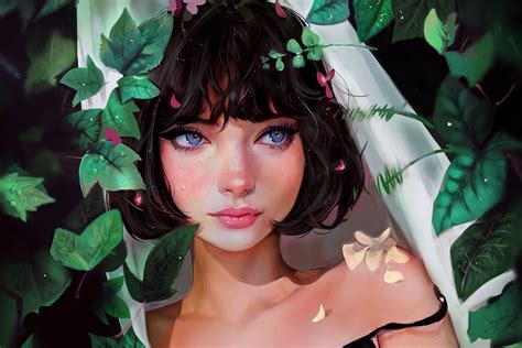 Wallpaper Women Blue Eyes Face Mouth Lips Brunette Bare