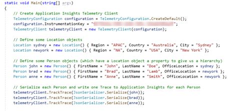 how to report on serialized json object data in application insights