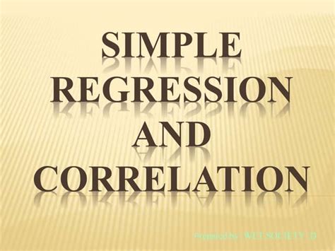 Correlation And Regression