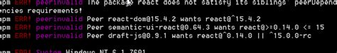 node js npm peerdependencies react can t install any packages
