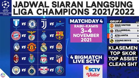 🔴 Jadwal Siaran Langsung Liga Champions Live Sctv Matchday 4 Pekan Ini