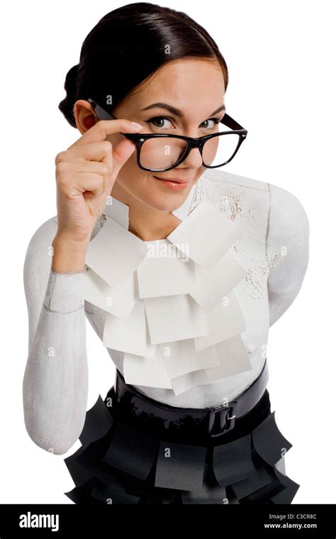 Portrait Of Flirtatious Businesswoman In Eyeglasses Looking At Camera
