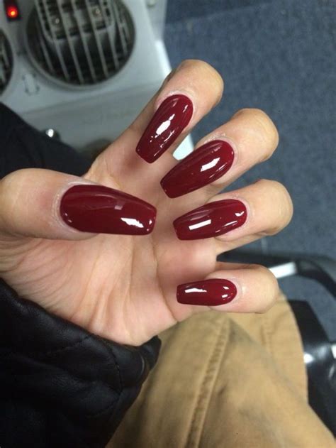 Tumblr Burgundy Acrylic Nails Long Red Nails Shiny Nails Designs
