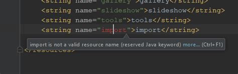 android import is not a valid resource name reserved