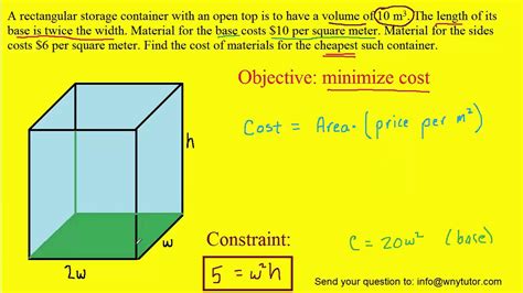 a rectangular storage container with an open top is to have a volume of