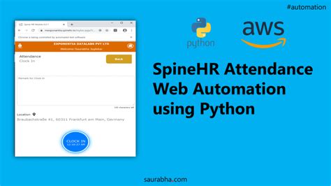 spinehr attendance web automation using python saurabha joglekar