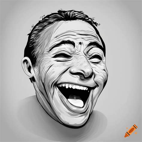 Funny Black And White Portrait Illustration Of A Man Laughing On Craiyon