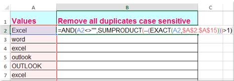 how to remove duplicates that are case sensitive in excel