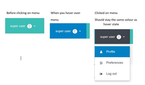 css code for user menu navigation background color stack