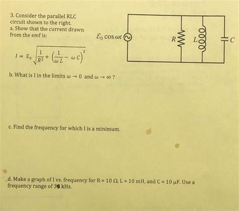 Solved 3 Consider The Parallel Rlc Circuit Shown To The