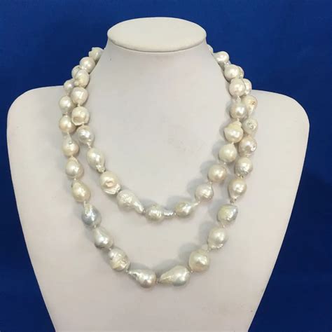 100 Nature Freshwater Necklace Baroque Pearl Necklace Big Pearls 22