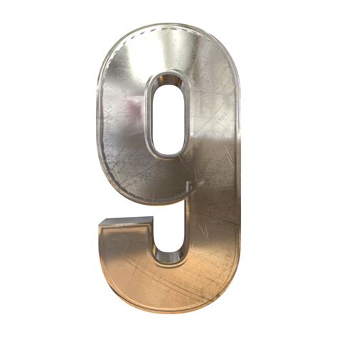 Number 9 3d Render Of Old Scratched Rough Steel Metal Material 9636874 Png