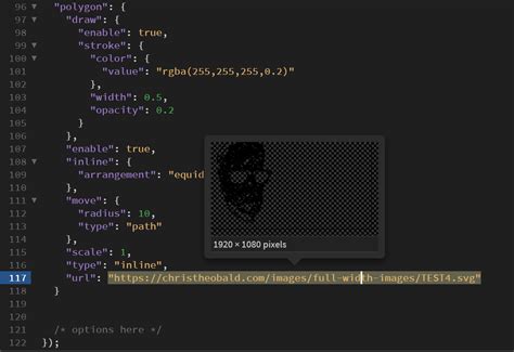 javascript need help aligning tsparticles js svg polygonmask to a