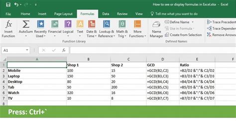 How To Display The Formulas In The Worksheet In Excel