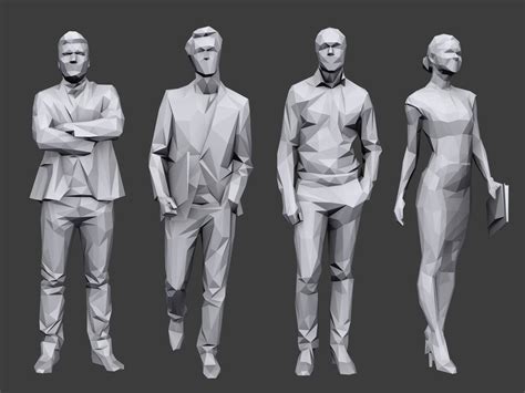 lowpoly people business pack 3d asset cgtrader