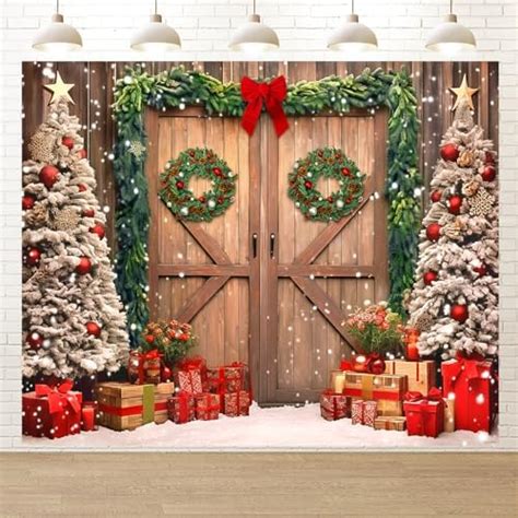 Humkat 10x8ft Christmas Rustic Barn Backdrop Xmas Wood