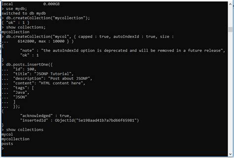 mongodb create collection