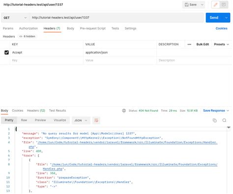 laravel api error returns html and not json how to fix