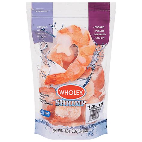 Wholey Shrimp Cooked Peeled Tail On 1 Lb Shop Riesbeck