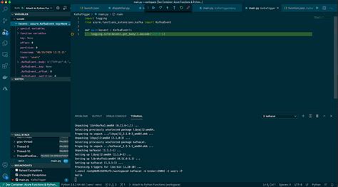debugging azure functions with remote container with python by