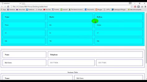 html5 table tutorial decoration examples