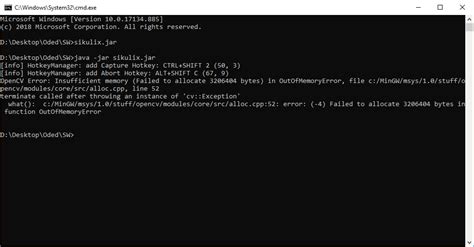 memory leak until crash from opencv error 4 failed to allocate x