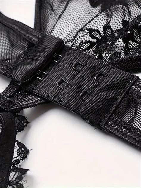 Erotic Floral Lace Teddy Open Bust Open Crotch Mesh Bodysuit Temu