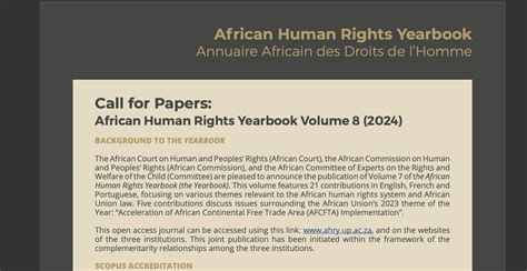 Call For Papers African Human Rights Yearbook Volume 8 2024