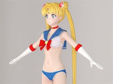 T Pose Nonrigged Model Of Sailor Moon Anime Girl 3d Model Cgtrader