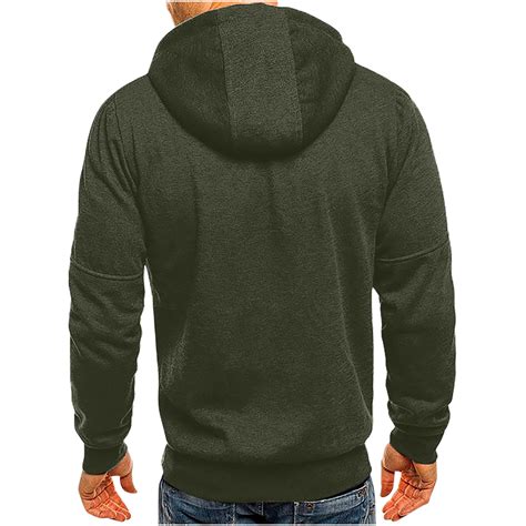 Mens Sports Casual Full Zipper Long Sleeve Hooded Sweater Plus Size