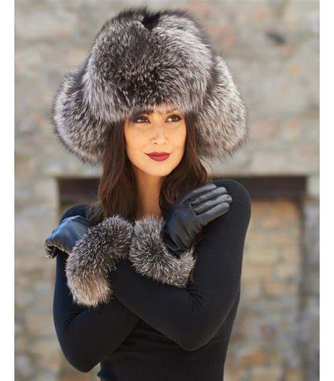 Chapeau Russe En Renard Argenté Pour Femmes