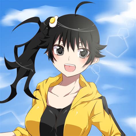Safebooru Ahoge Araragi Karen Bakemonogatari Black Eyes Black Hair