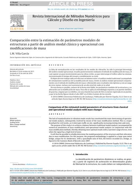 Pdf Comparación Entre La Estimación De Parámetros Modales De