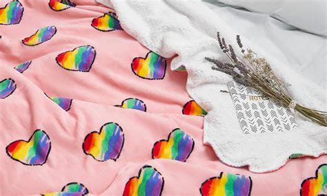 Rainbow Hearts Sherpa Throw Groupon