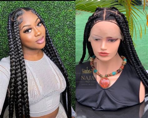 Jumbo Knotless Braids With Beads Large Part Box Braids Wig 46 Off