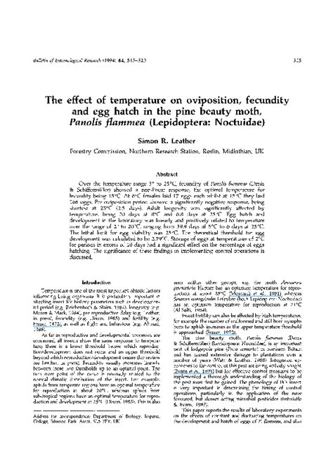 Pdf The Effect Of Temperature On Oviposition Fecundity And Egg Hatch