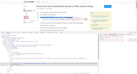 javascript chrome dev tools how to see attached event listeners for