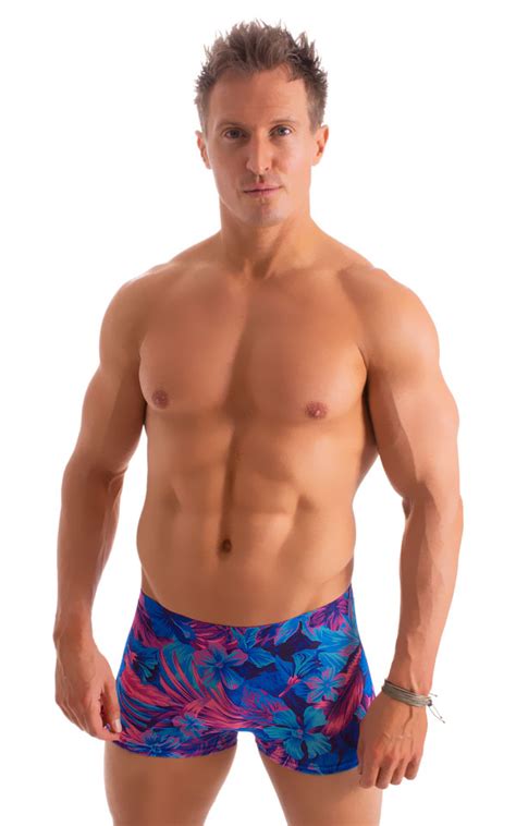 Mens Square Cut Seamless Swim Trunks In Tan Through Bora Bora