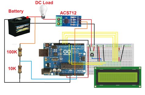 arduino dc current and voltage meter with lcd ~ simple projects