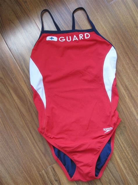 Speedo ~ One Piece Lifeguard Flyback Swimsuit ~ Red W… Gem
