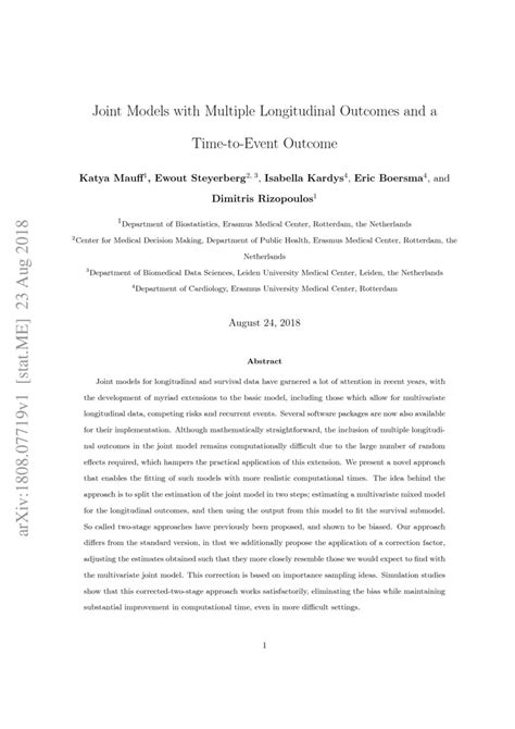 Joint Models With Multiple Longitudinal Outcomes And A Time To Event